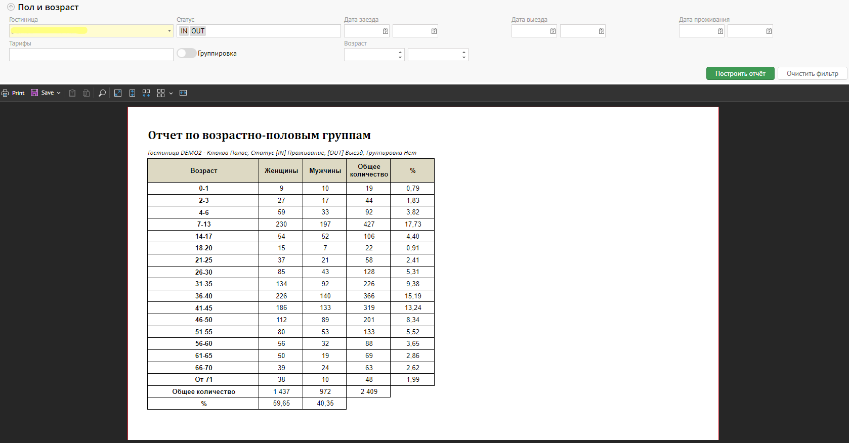 Пол и возраст - Logus: руководство - Logus